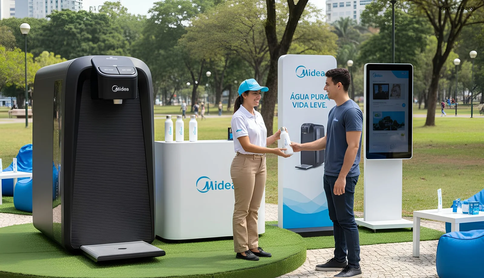 Midea leva purificador de água gigante ao Ibirapuera no aniversário de ...
